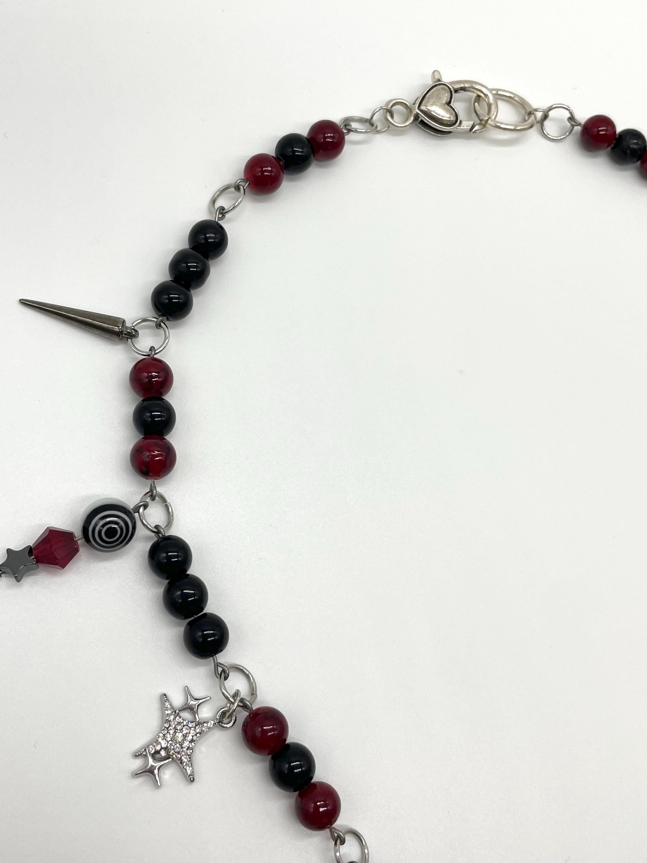 Red and Black Cross Necklace - Etsy