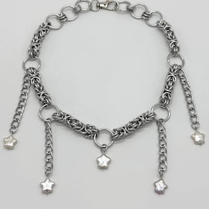 Shooting Star Pearl & Chainmail Necklace - Etsy