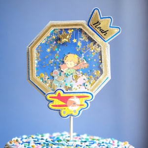 Personalized the LITTLE PRINCE Star & Flower Design Cake TOPPER Shaker ...