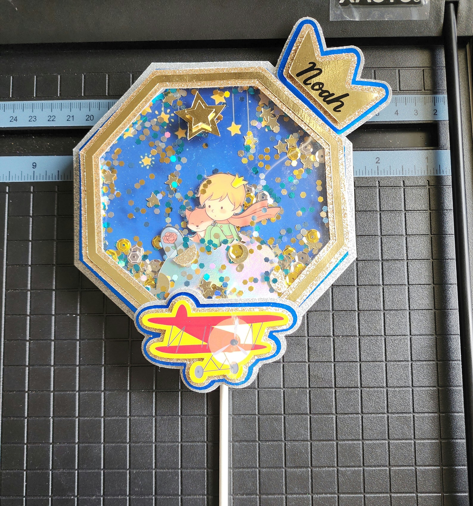 Personalized the LITTLE PRINCE Star & Flower Design Cake TOPPER Shaker ...
