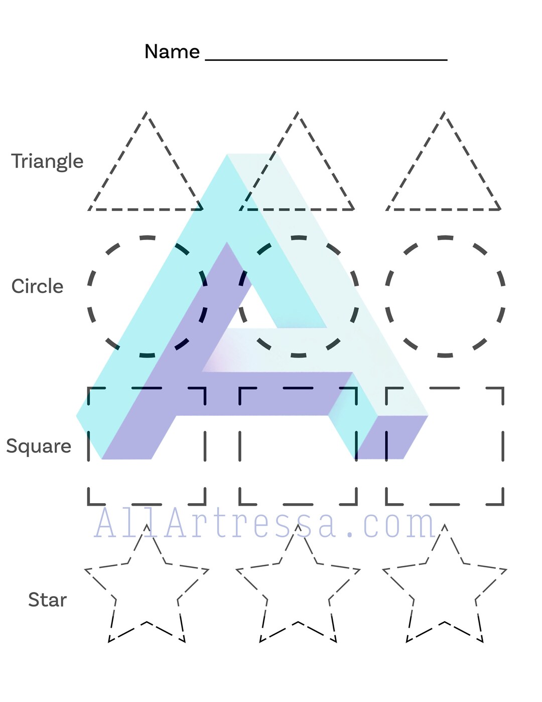 4 Worksheets for Kids-shapes - Etsy