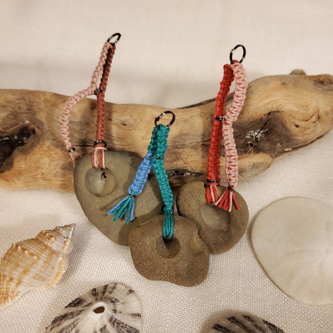 Three Key Ring Hag Stones Handmade Cords Odin Pacific Ocean - Etsy