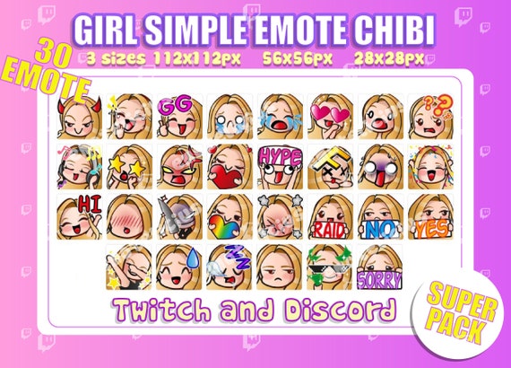 30 Emote Chibi Girl Long Blonde Hair Twitch - Etsy