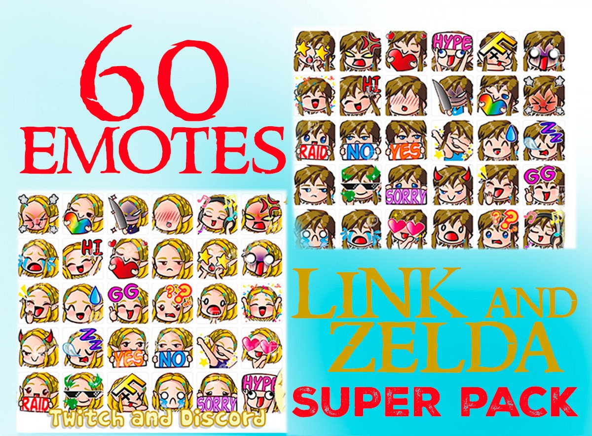 60 Emotes Chibi Boy/ Girl / Link / Zelda Breath of the Wild / Twitch ...
