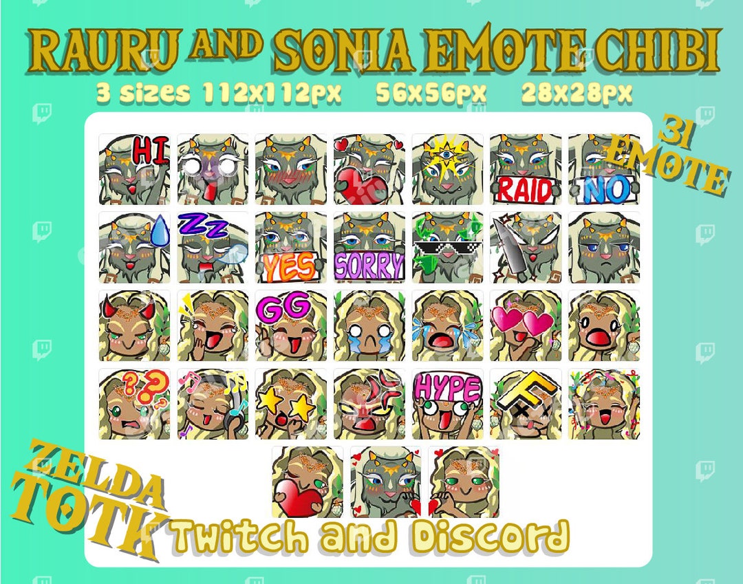 31 Chibi Emotes Queen Sonia / King Rauru / Zelda / Tears of the Kingdom ...
