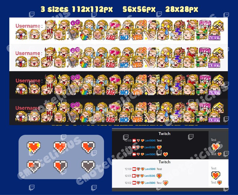 60 Emotes Chibi Girl Zelda 2 Versions/ Zelda Breath of the Wild/ Tears ...