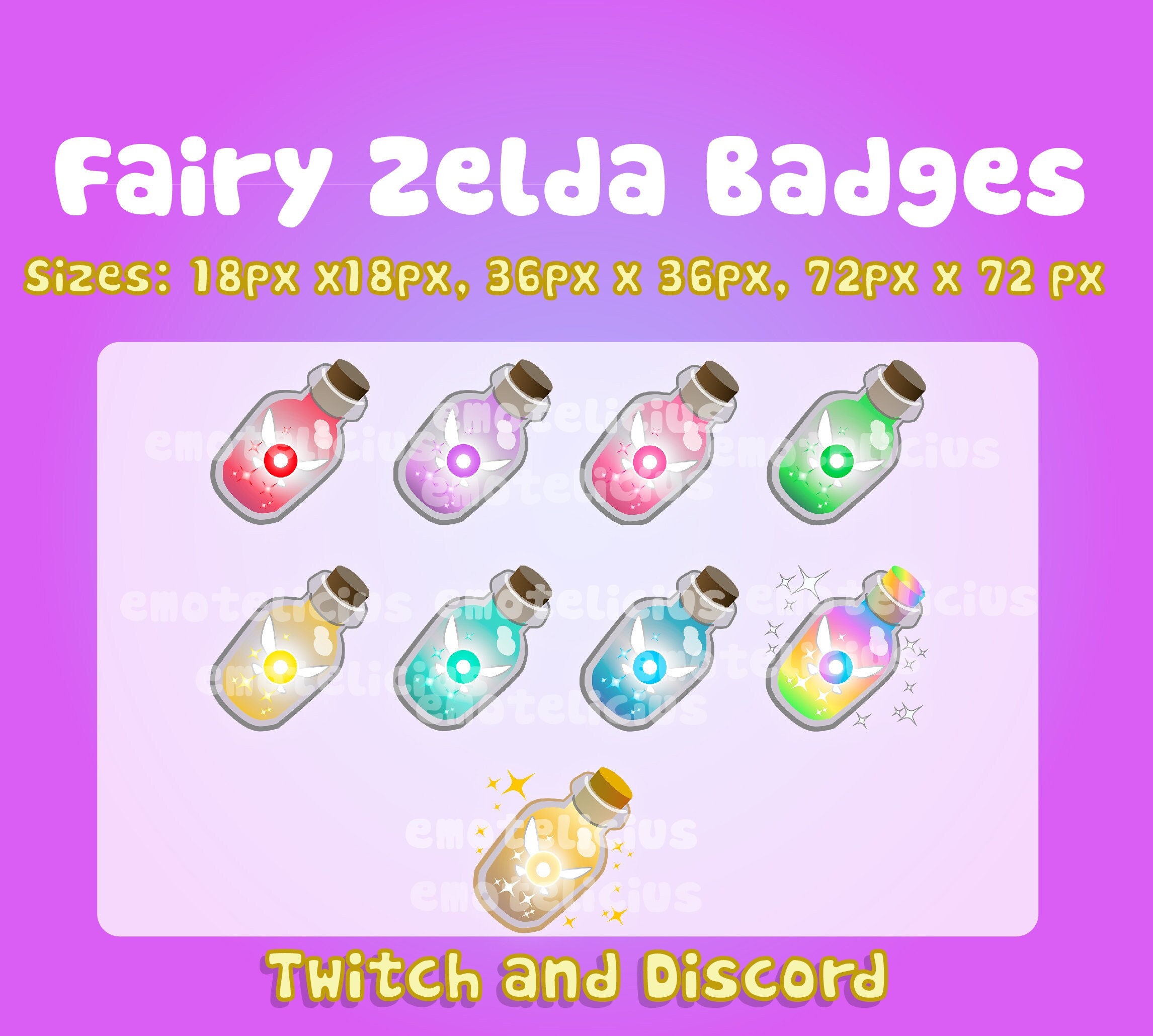Zelda Fairy / Badges / Twitch / Sub Badges / Discord / Rupees / Youtube ...