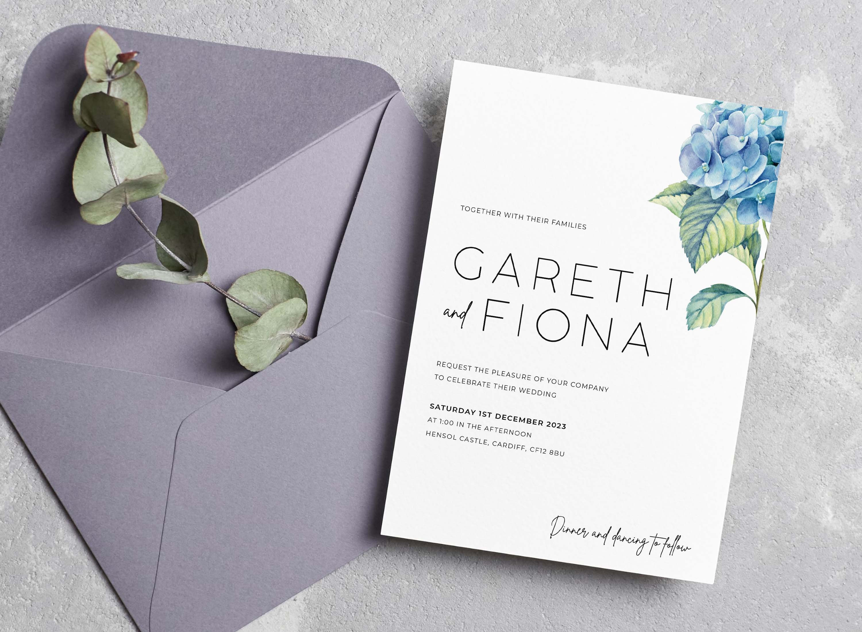 Luxury Blue Hydrangea Invitations, WEDDING RSVP Cards, Wedding ...