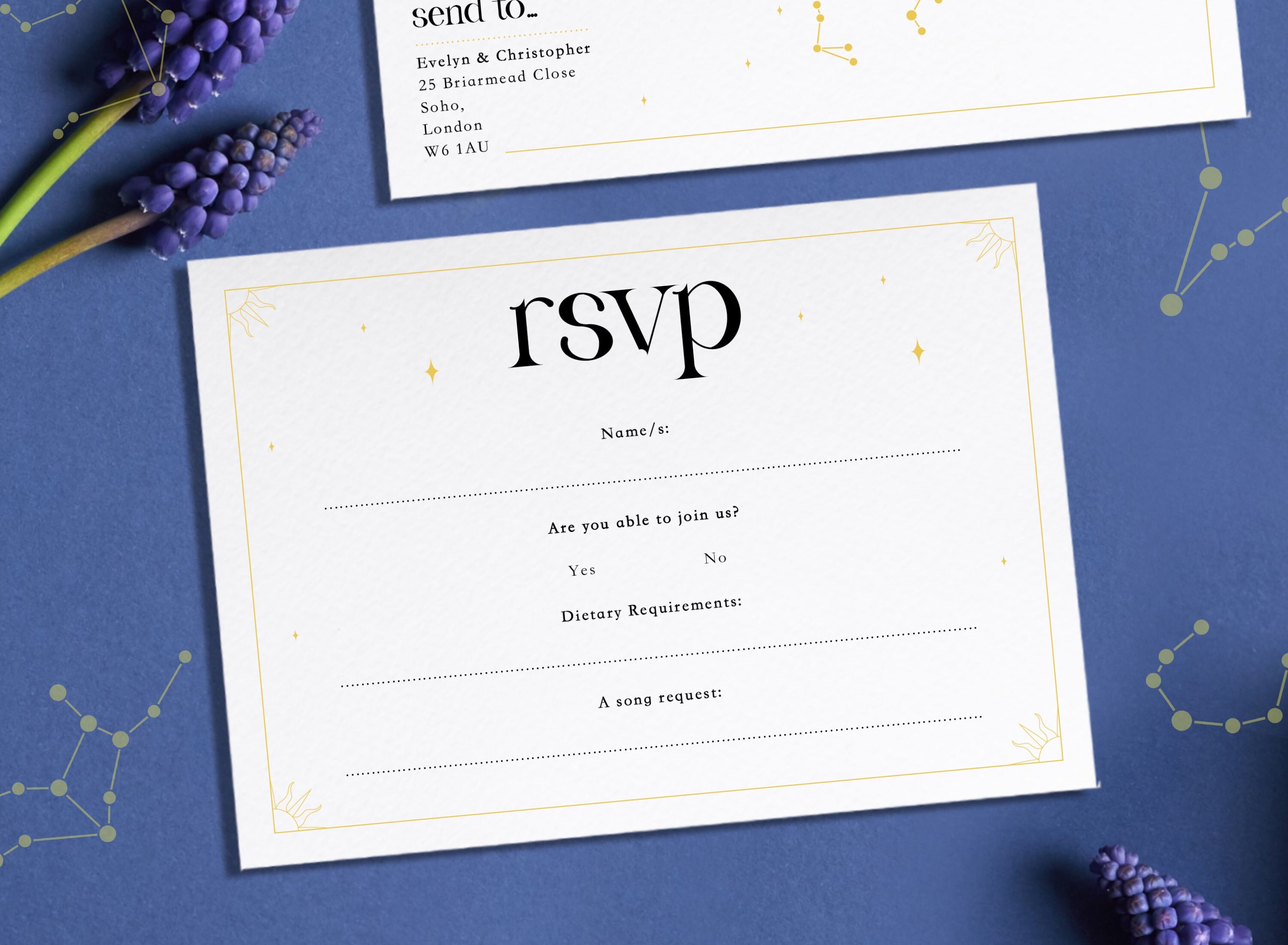 Celestial Zodiac Wedding Invitation, Constellation RSVP Set, Wedding ...