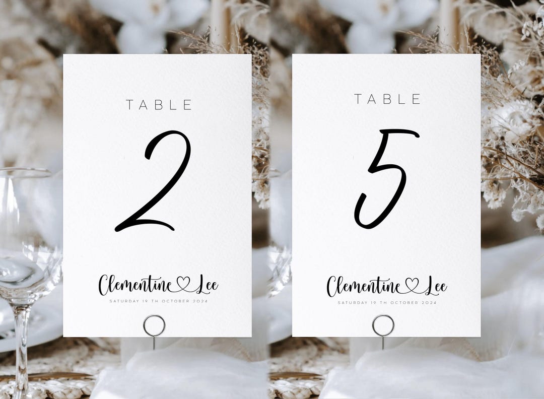 Elegant Heart Table Names | Connecting Heart Table Numbers for Wedding ...