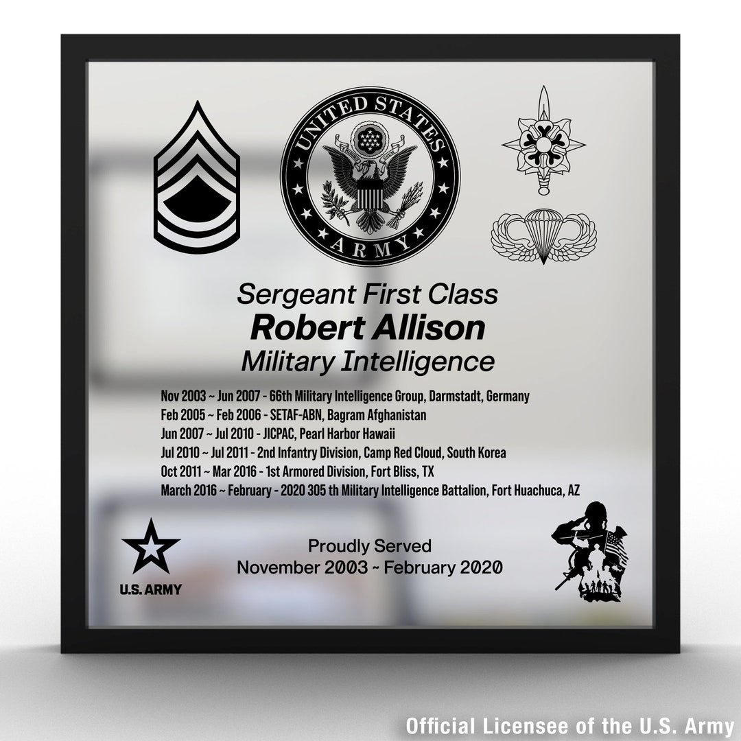 Custom Army Service Record Mirror Plaque - Military Retirement Gift - Etsy