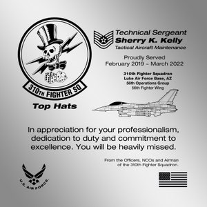 Air Force PCS Plaque. Custom Air Force Award Plaque & Military Gift for ...