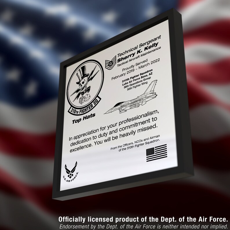 Official USAF PCS Plaque Custom Air Force Award Plaque Military Gift ...