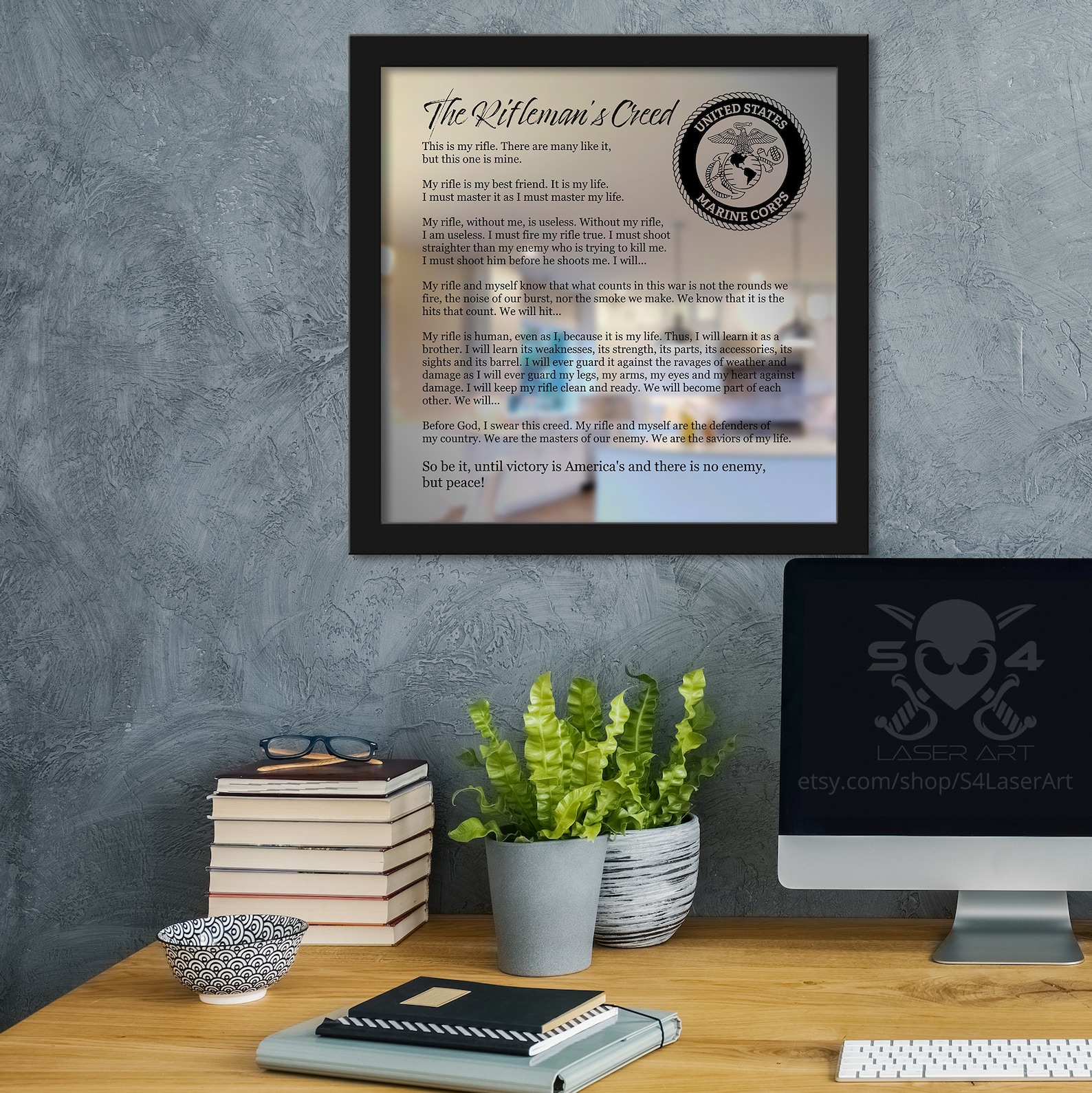 Rifleman's Creed US Marines Laser-engraved Plaque on Mirror Military ...