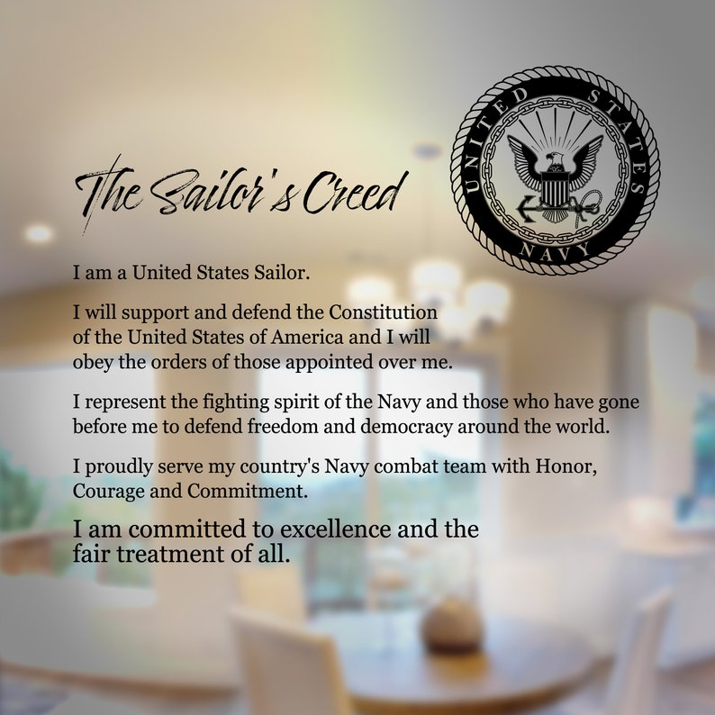 US Navy Sailor's Creed Tribute Laser Engraved Mirror - Etsy