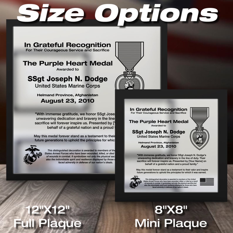 Custom Purple Heart Appreciation Plaque Customized Award and Laser ...