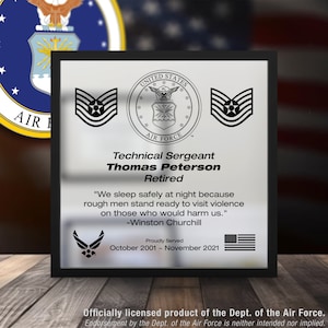 Air Force Appreciation Plaque | Custom Air Force Retirement Gift ...