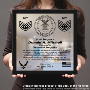 USAF Promotion Plaque: Custom Laser Engraved Air Force Appreciation ...