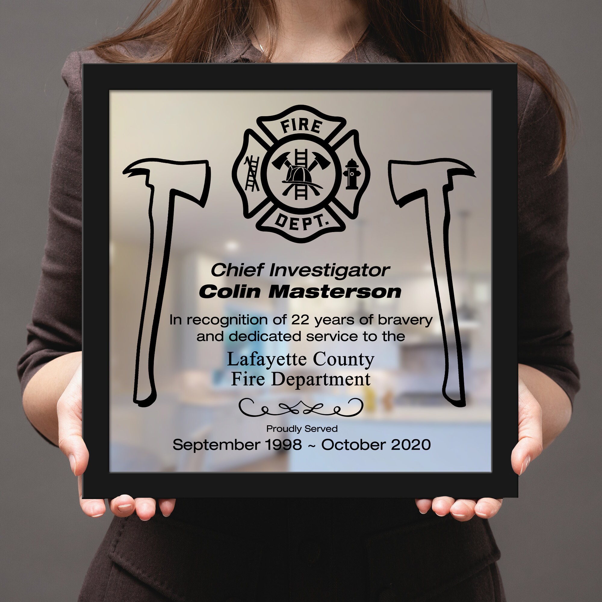 Firefighter Appreciation Plaque Custom Unique Thank You Gift ...