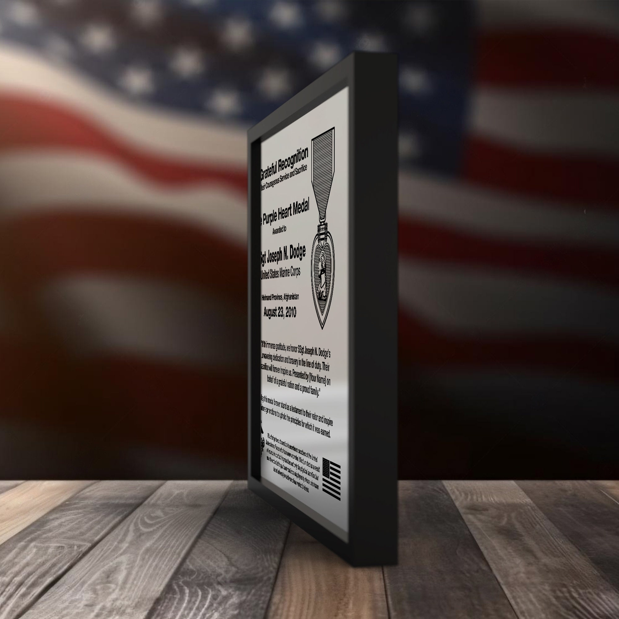 Custom Purple Heart Appreciation Plaque Customized Award and Laser ...