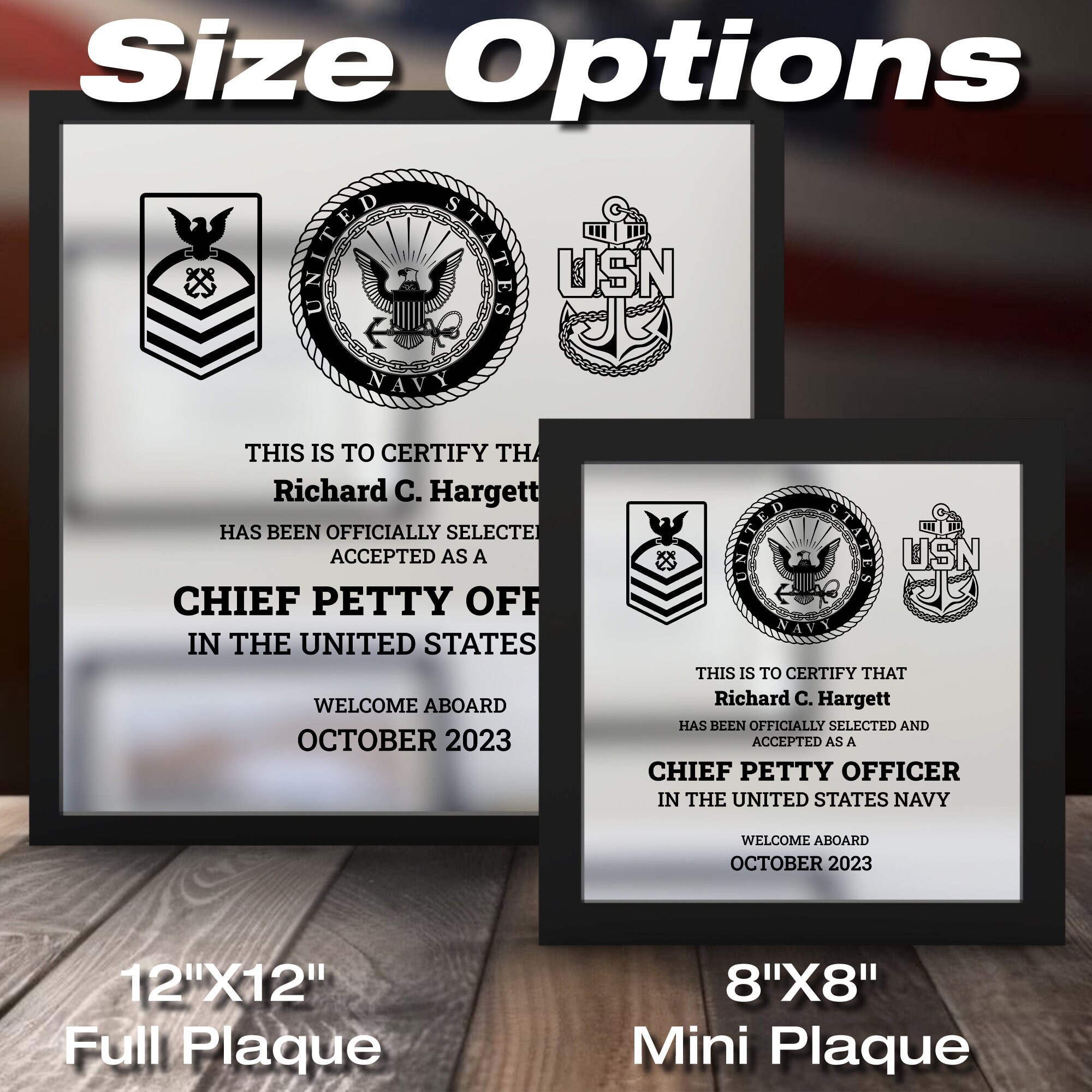 Laser Engraved Navy Chief CPO Appreciation Plaque: Military - Etsy