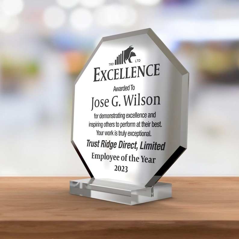 Employee Thank You Plaque Bespoke Desktop Award Uniquely Personalized ...