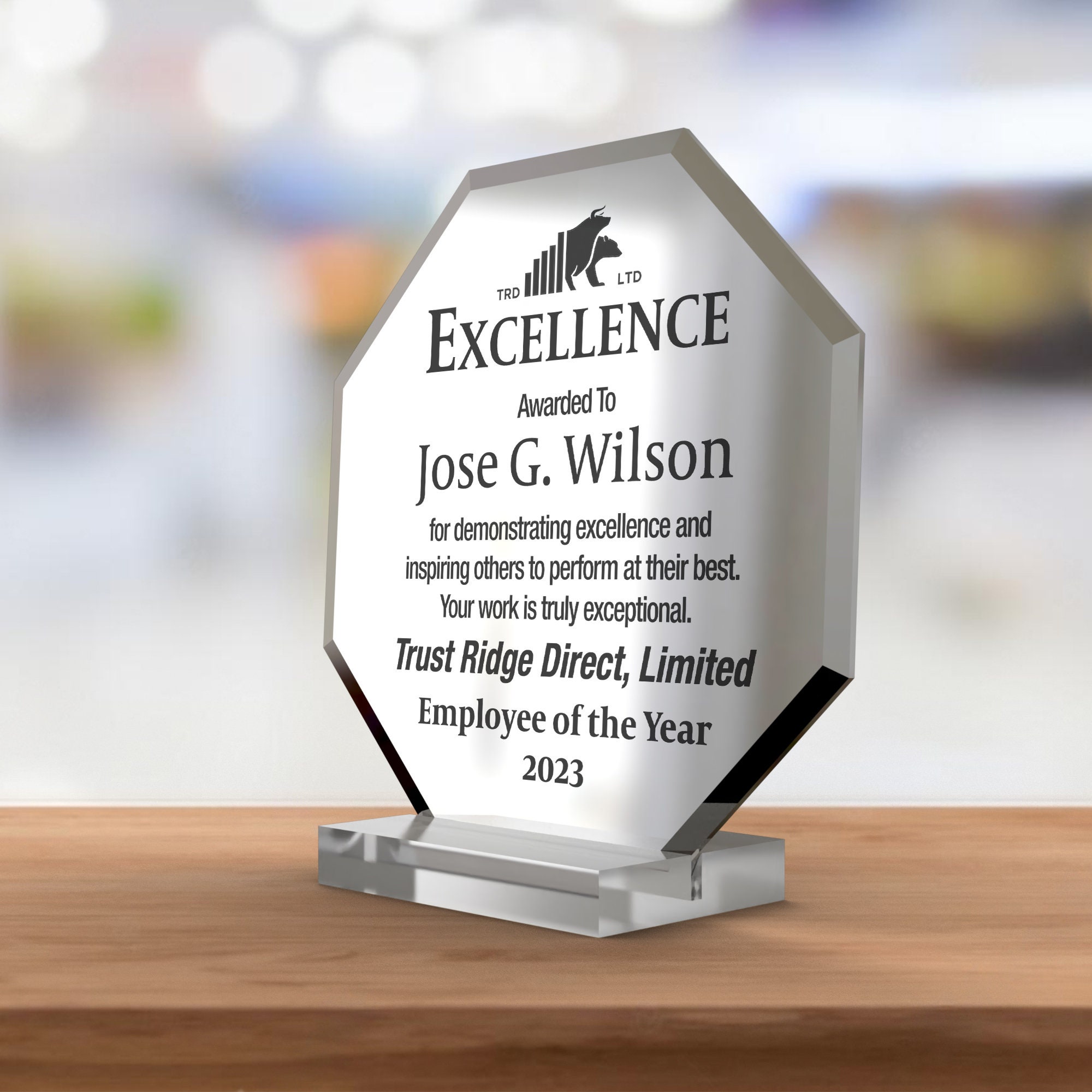 Employee Thank You Plaque Bespoke Desktop Award Uniquely Personalized ...