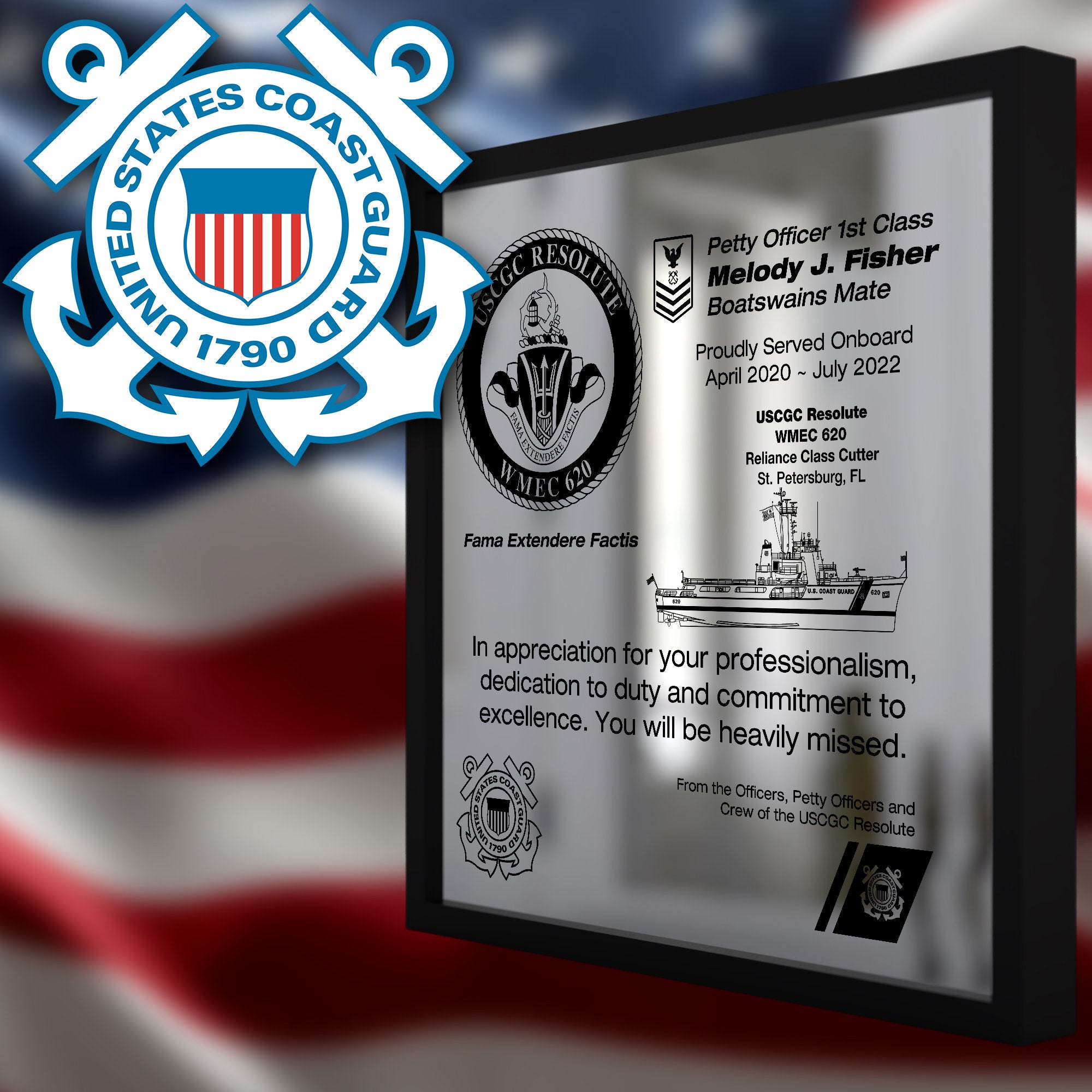 Coast Guard PCS Plaque A Going Away Plaque and Custom Award, Engraved ...
