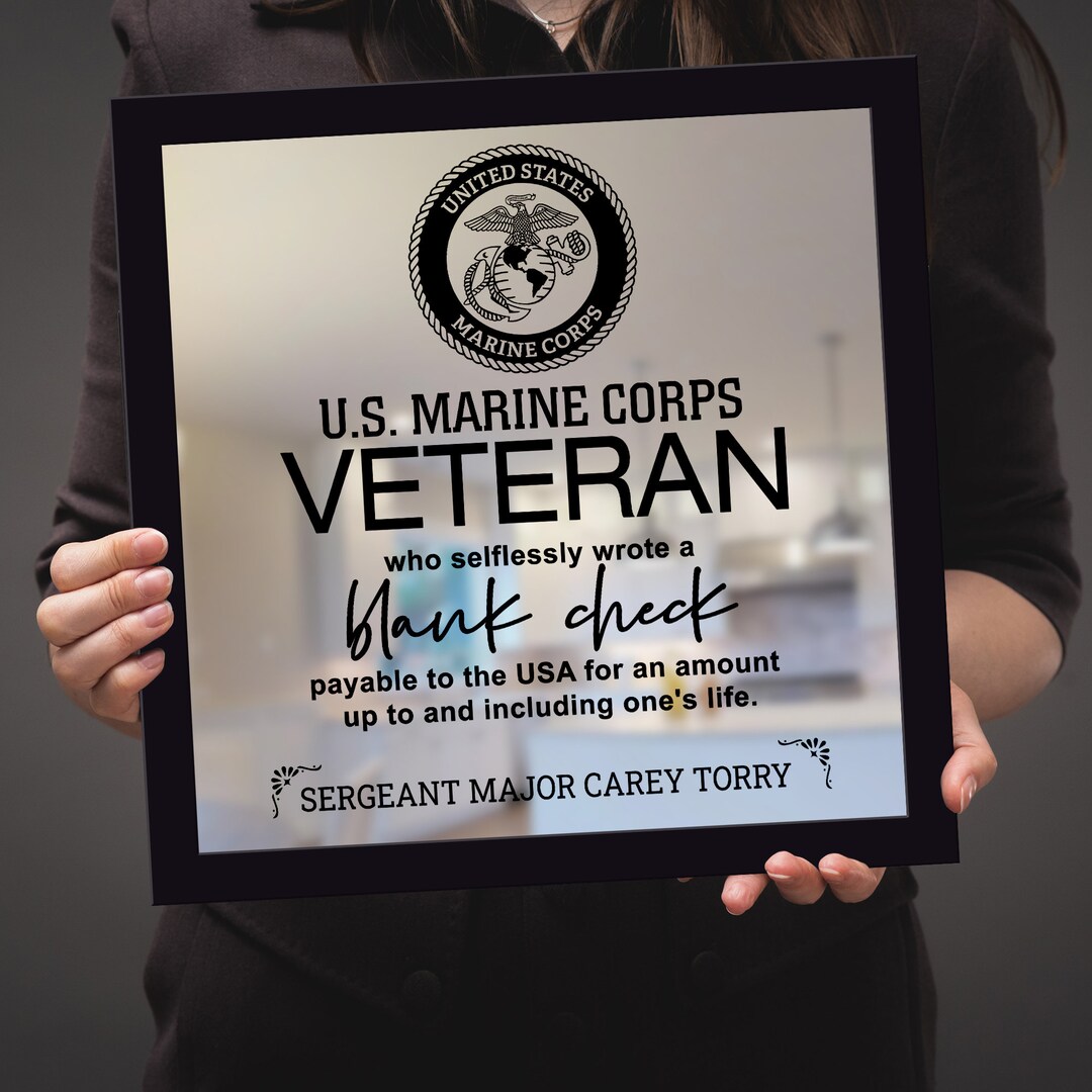 Blank Check Custom Military Retirement Plaque: Personalized Marine ...