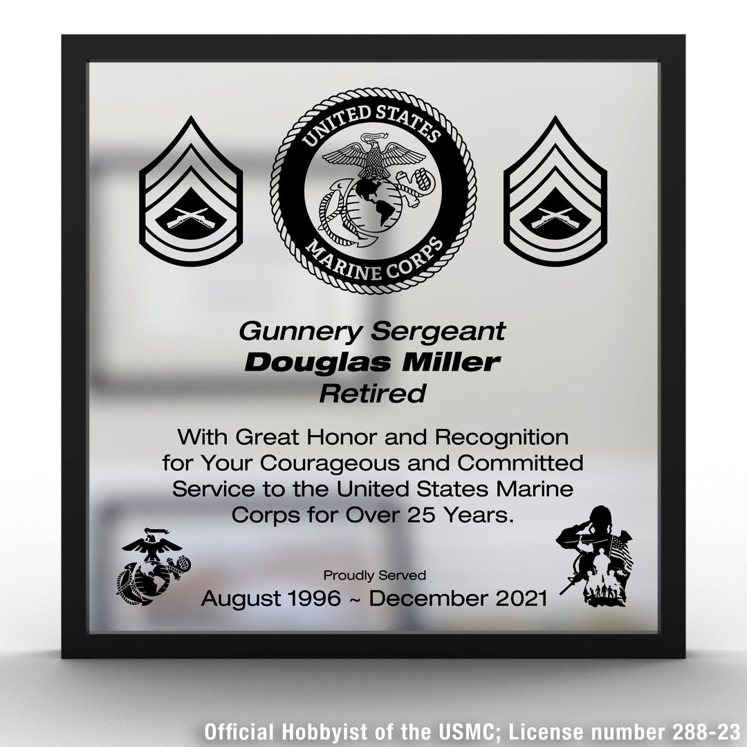 Personalized USMC Retirement Mirror Plaque: Laser Engraved, Veteran ...