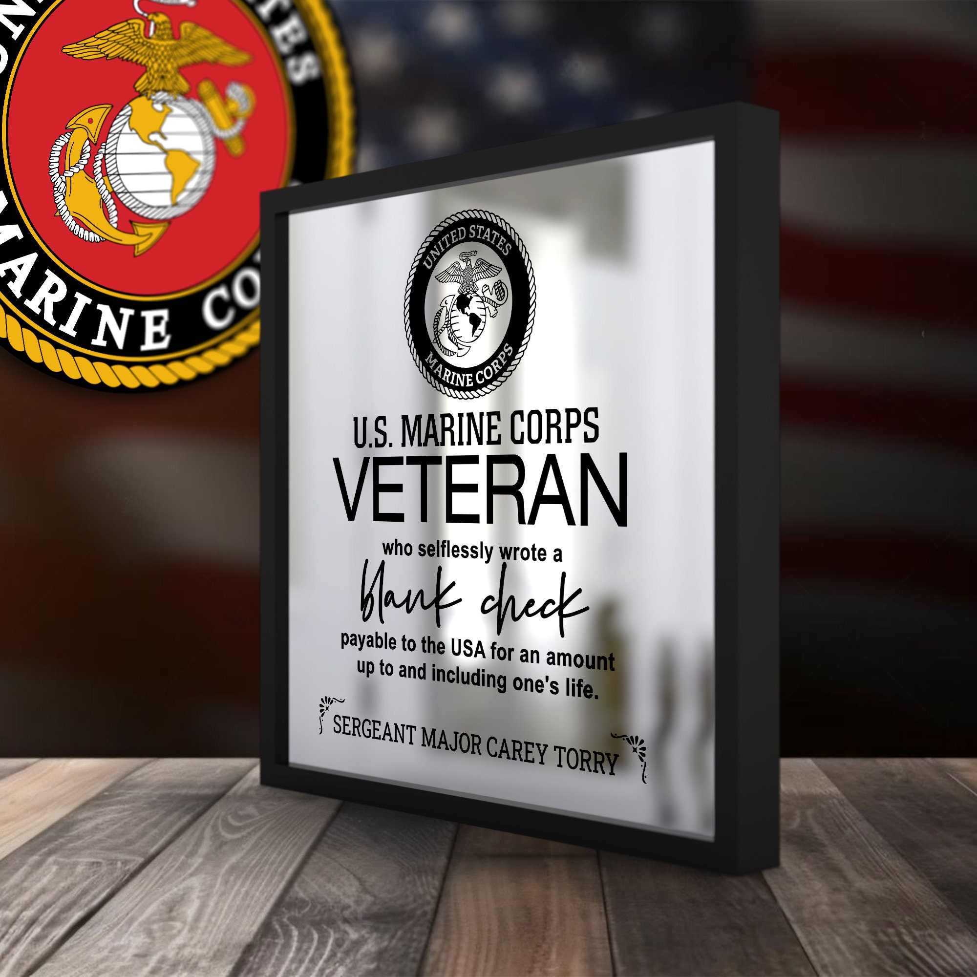 Blank Check Custom Military Retirement Plaque: Personalized Marine ...