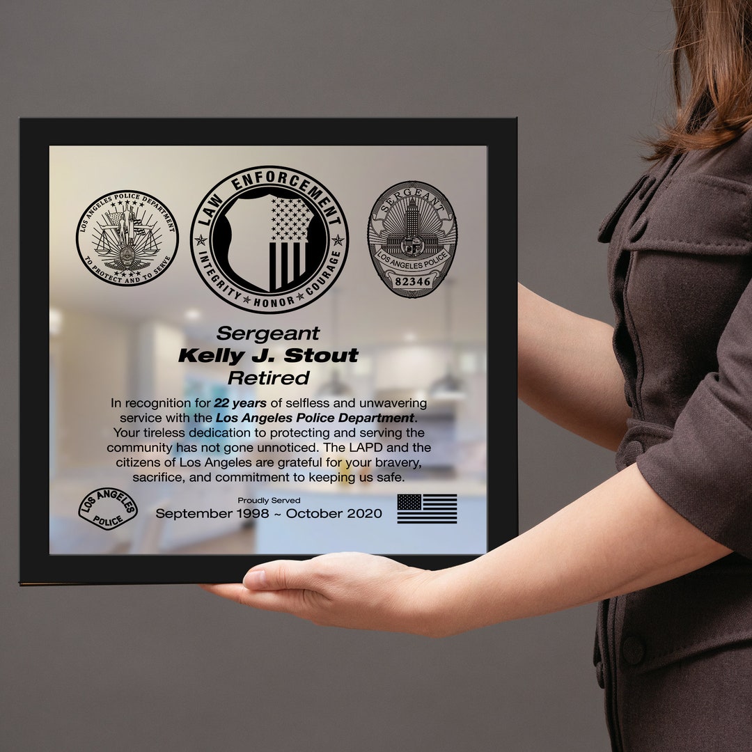 Police and Sheriff Appreciation Plaque. Elegant Professional Custom ...