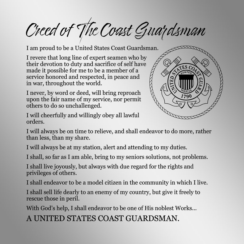 Coast Guard Creed USCG Mirror Plaque Laser Engraved Mirror - Etsy