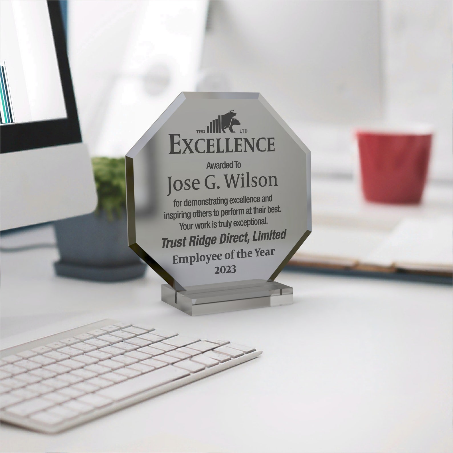 Employee Thank You Plaque Bespoke Desktop Award Uniquely Personalized ...