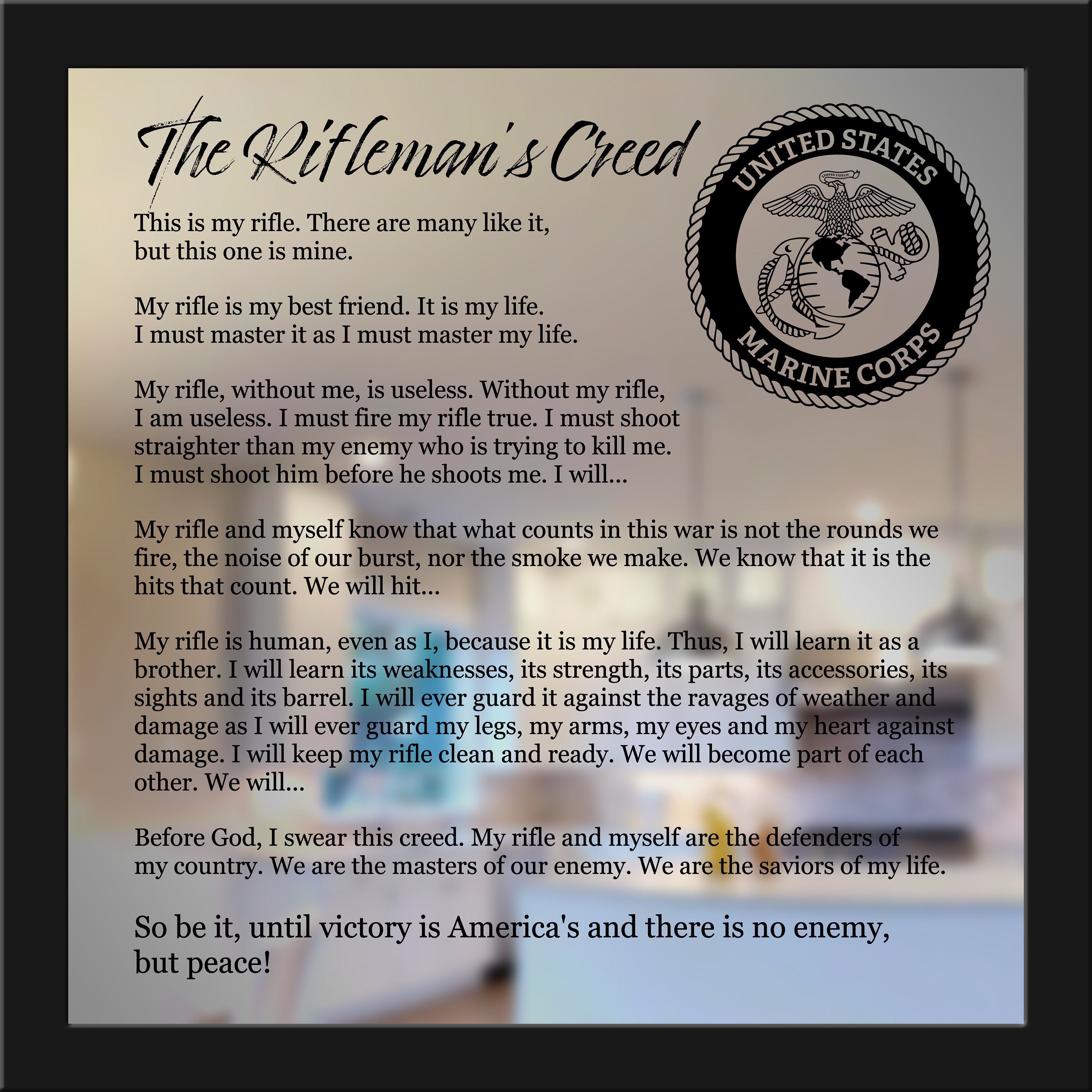 Rifleman's Creed US Marines Laser Engraved Mirror Plaque - Etsy