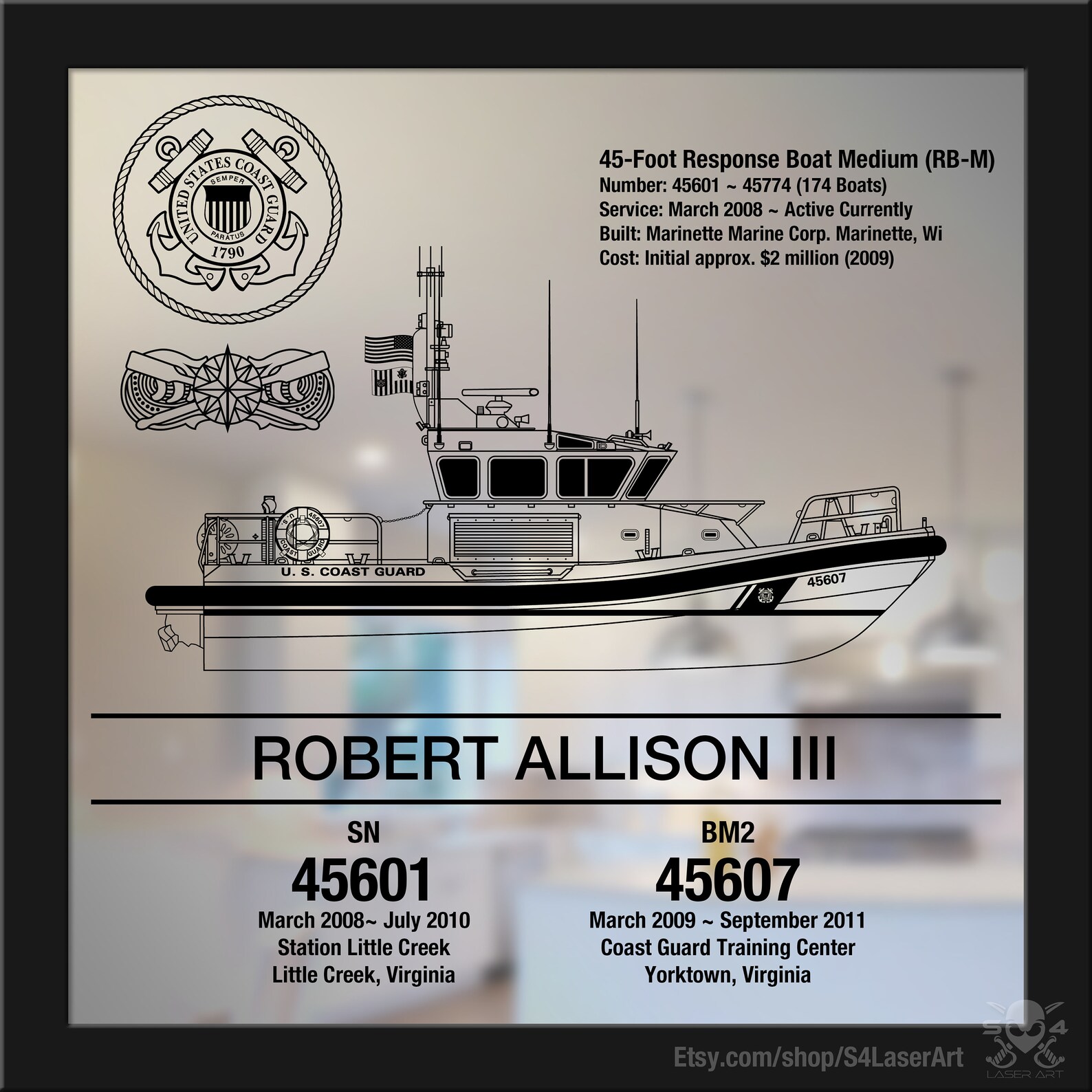 USCG Plaque-response Boat Medium 45' RBM Military - Etsy
