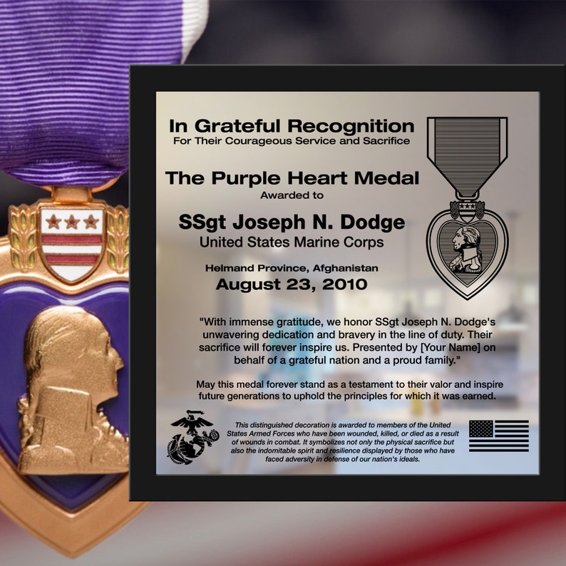 Custom Purple Heart Appreciation Plaque | Customized Award and Laser ...