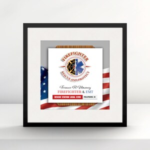 Ems/firefighter Plaque With Flag Printed Retirement Gift or ...