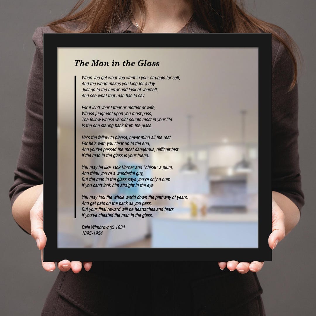 Laser Engraved Man in the Glass Poem Mirror Plaque: Personalized ...