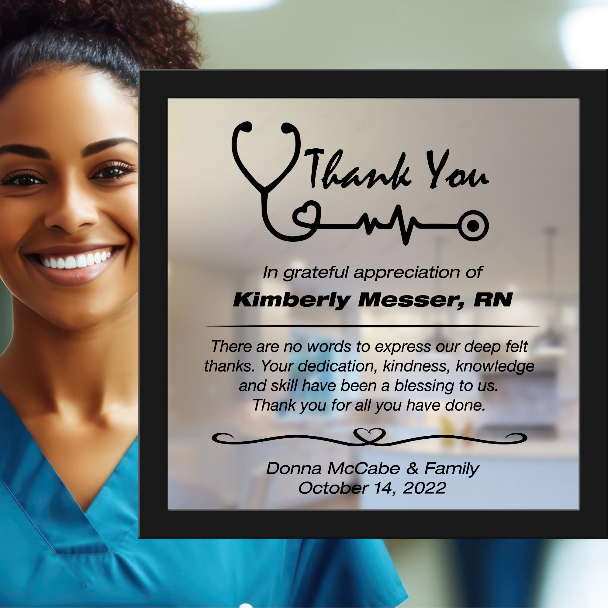 Personalized Nurse Appreciation Plaque: Customized Nurse Thank You Gift ...