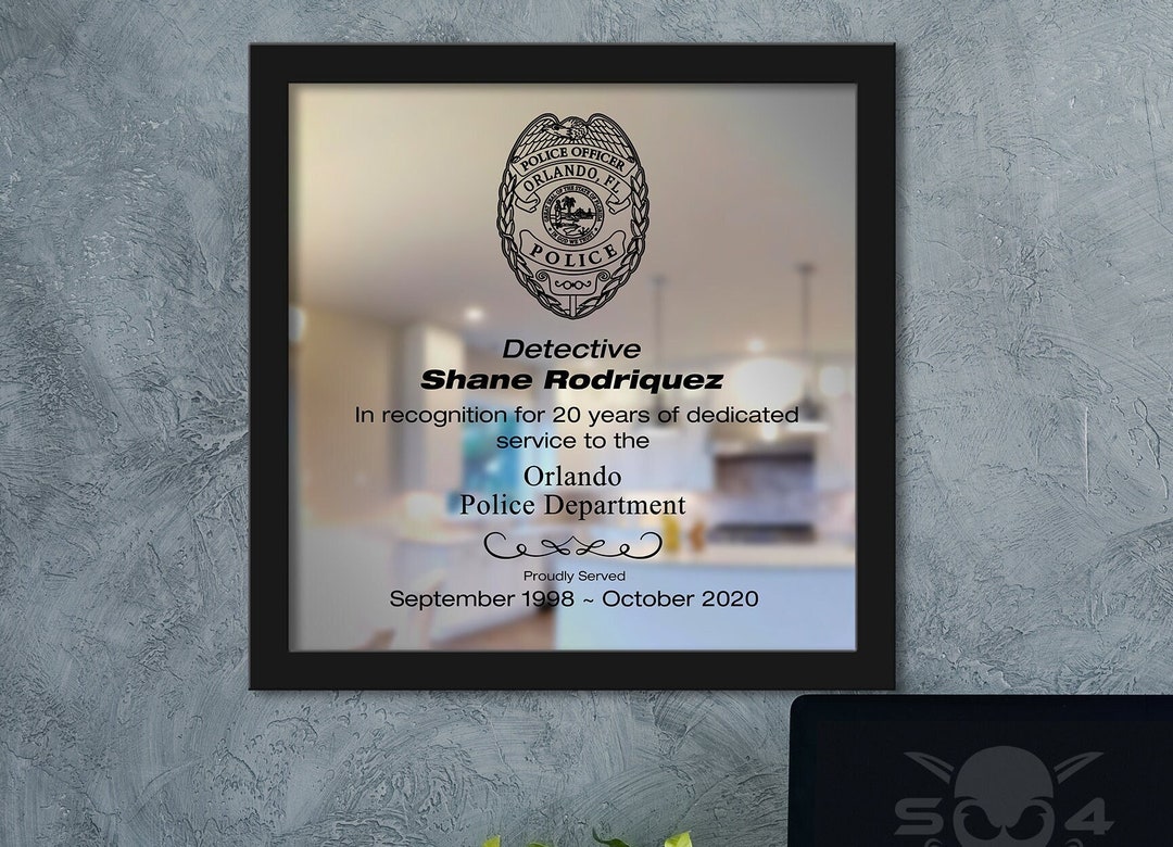 Custom Police Appreciation Plaque. Elegant Law Enforcement Gift for ...
