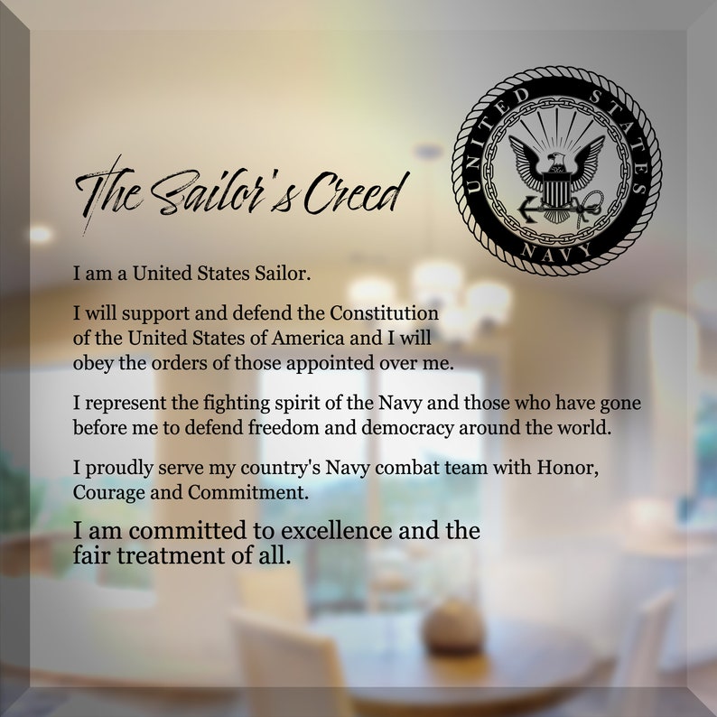US Navy Sailor's Creed Tribute Laser Engraved Mirror - Etsy