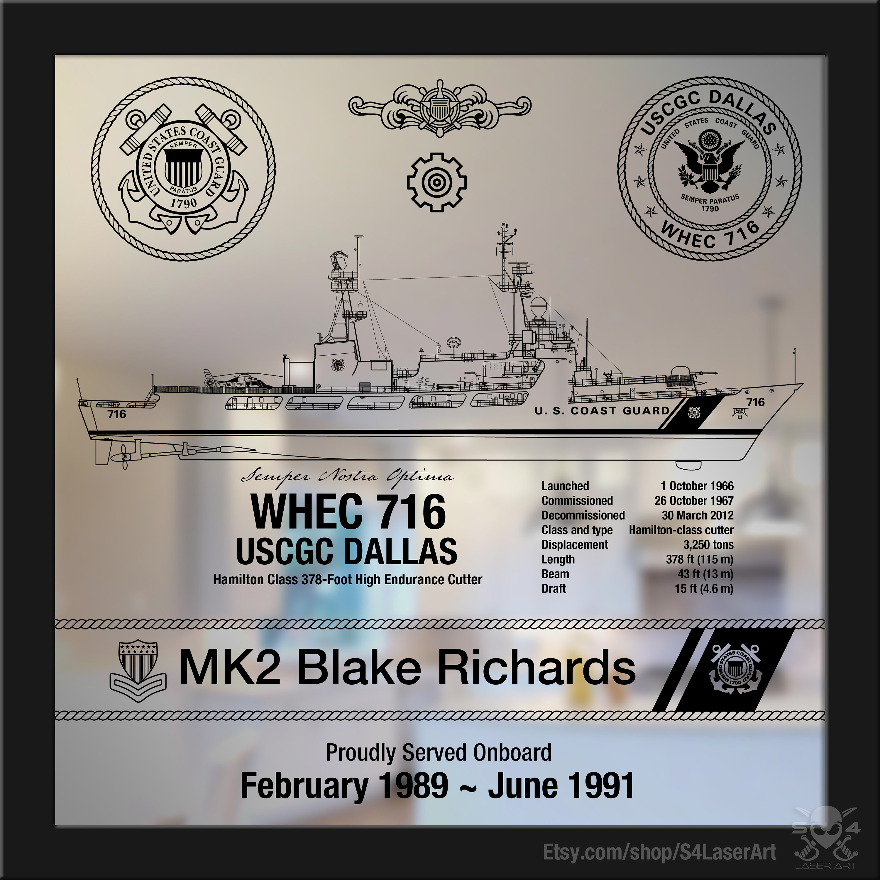 USCG Hamilton-class Cutter WHEC 378' Military Service - Etsy