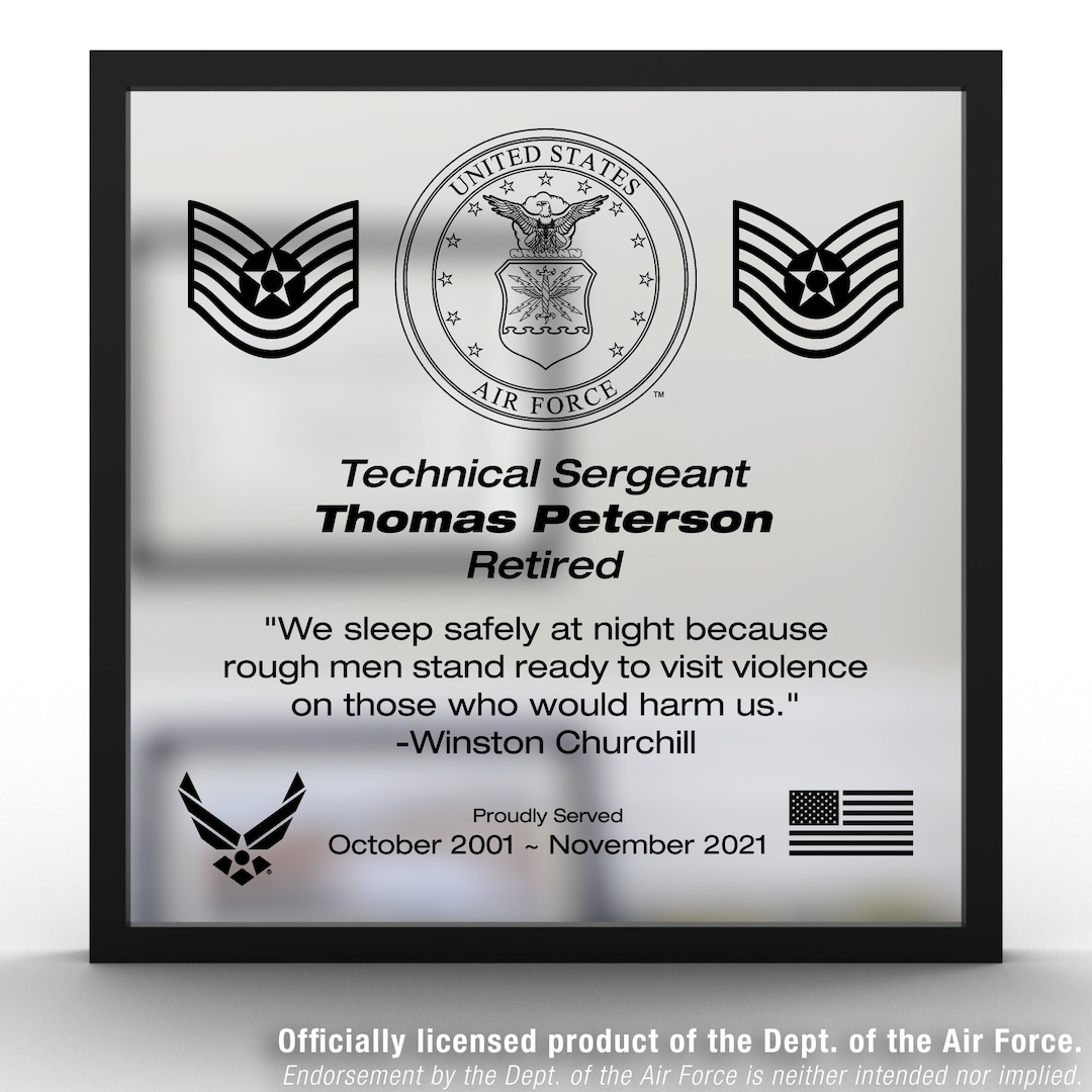 Air Force Appreciation Plaque | Custom Air Force Retirement Gift ...