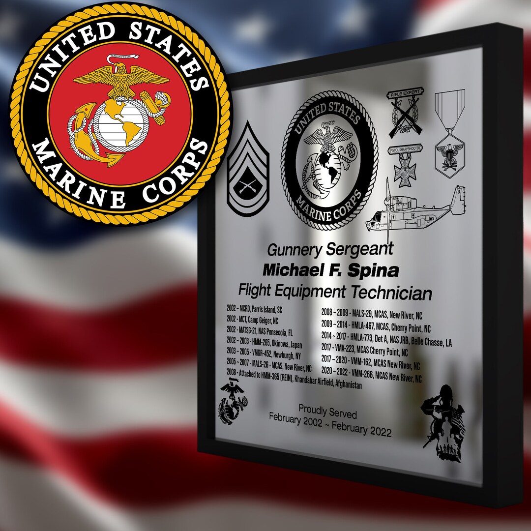 USMC Service Record Custom Plaque for Military Retirement or Dedication ...