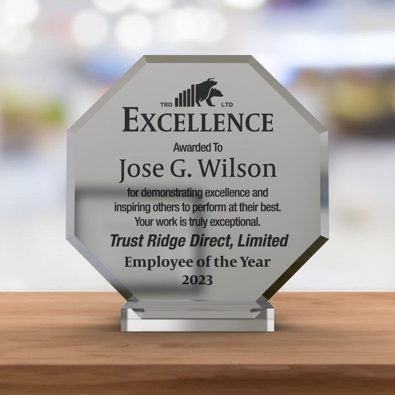 Employee Thank You Plaque Bespoke Desktop Award Uniquely Personalized ...