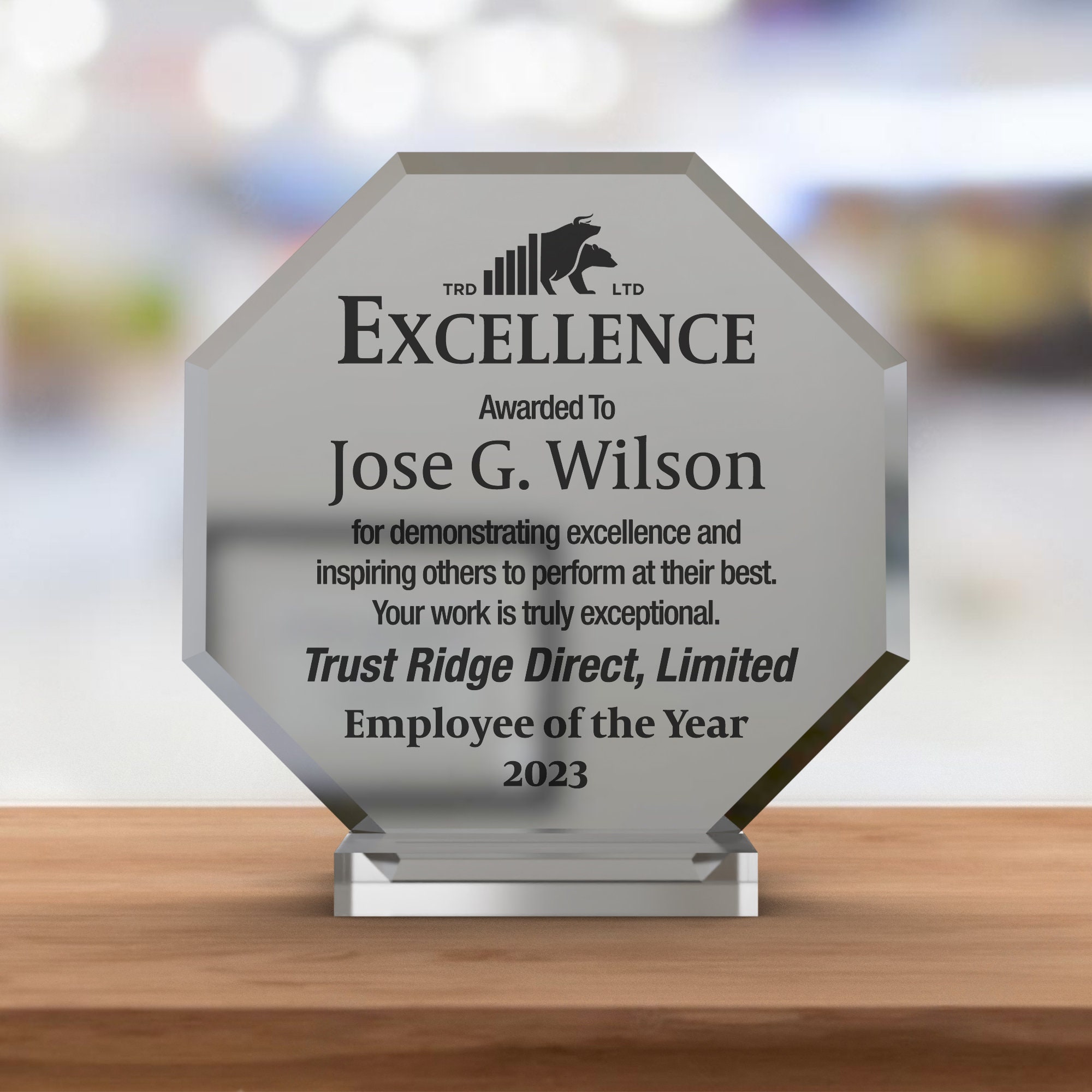 Employee Thank You Plaque Bespoke Desktop Award Uniquely Personalized ...