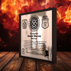 Firefighter Plaque | Custom Engraved Recognition Award or Memorial | Personalized Thank You Gift ...