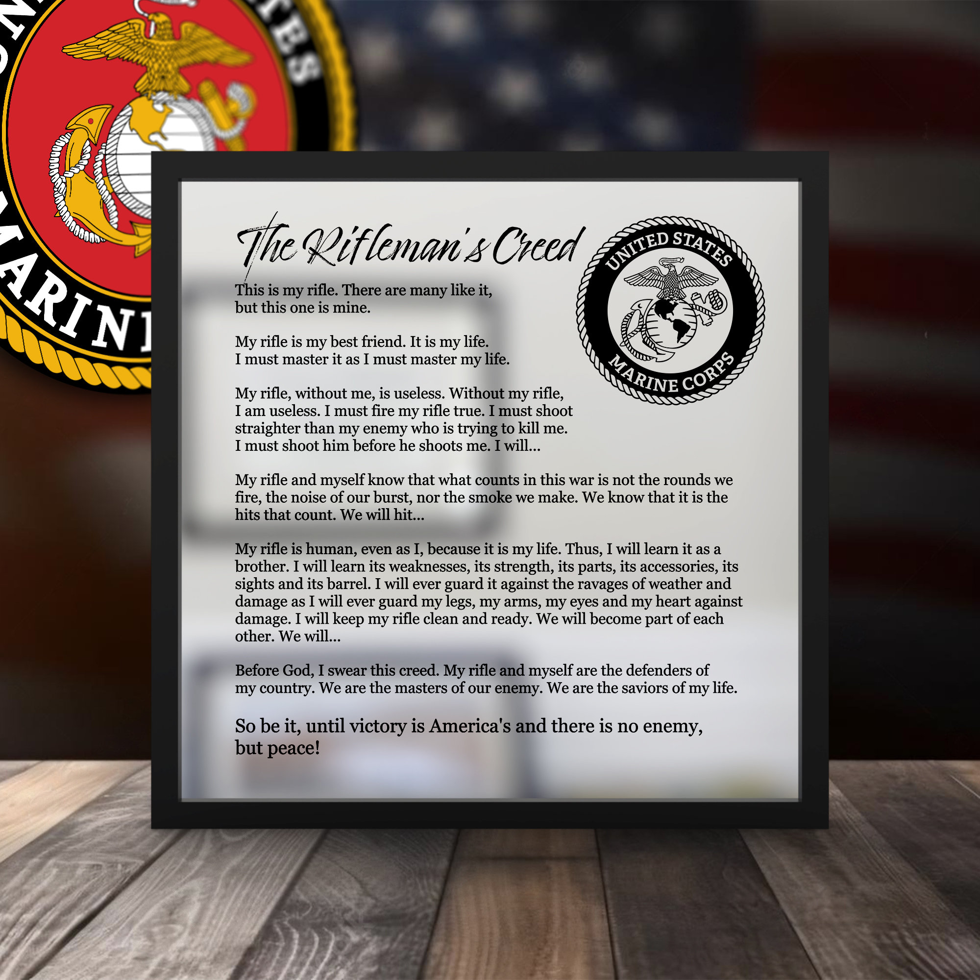 Rifleman's Creed US Marines Laser-engraved Plaque on Mirror Military ...