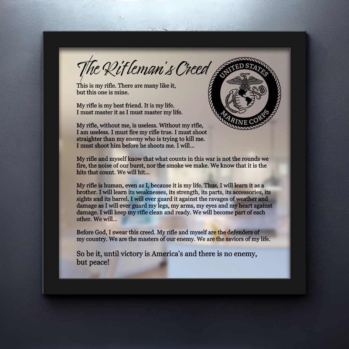 Rifleman's Creed US Marines Laser-engraved Plaque on Mirror Military ...